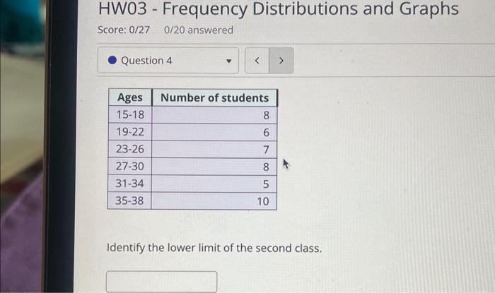 Solved HW03 - Frequency Distributions and Graphs Score: 0/27 | Chegg.com