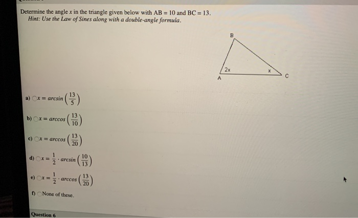 Solved Determine the angle x in the triangle given below | Chegg.com