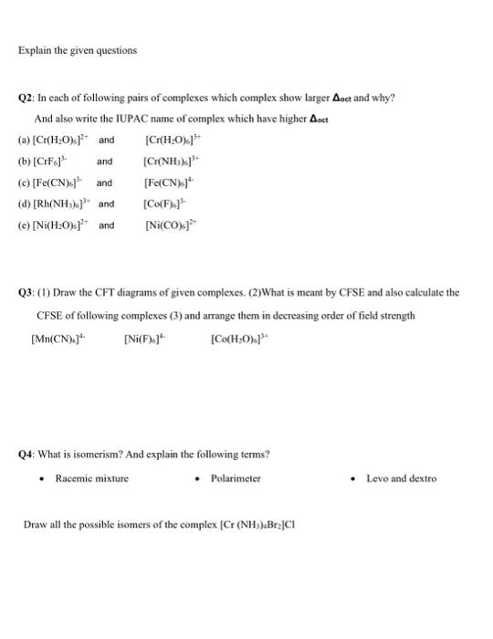 Solved please solve all the questions and give answer in | Chegg.com