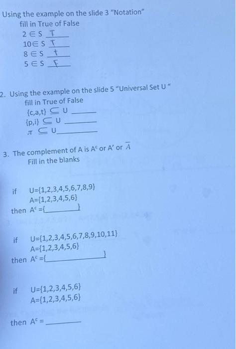 Using the example on the slide 3 "Notation" fill in | Chegg.com