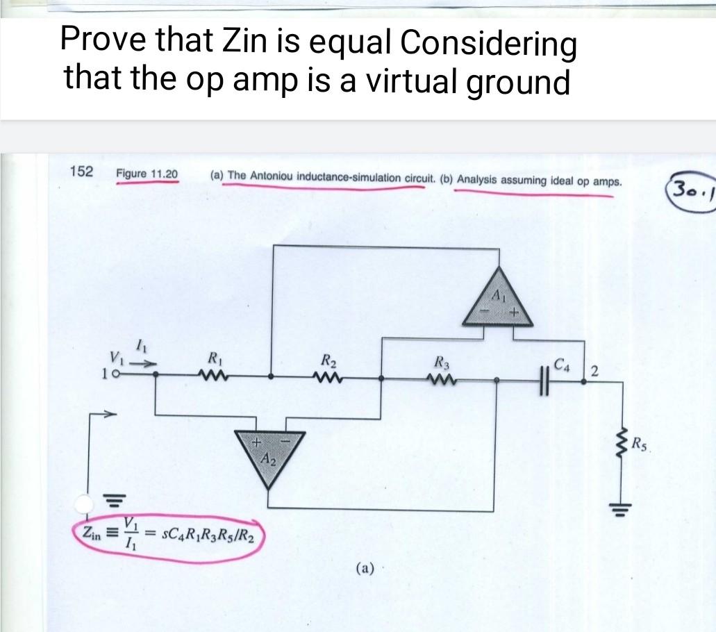Solved Prove that zin is equal considering that the op amp | Chegg.com