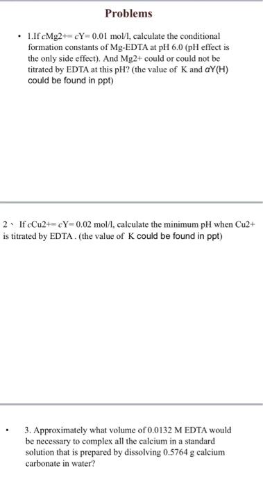 Solved From the ppt 1- ( K mg2+ = 8,89 / log ay at PH=6 : | Chegg.com