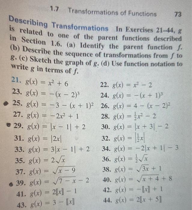 Solved Describing Transformations In Exercises 21−44,g is | Chegg.com