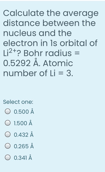 Solved Calculate the average distance between the nucleus | Chegg.com