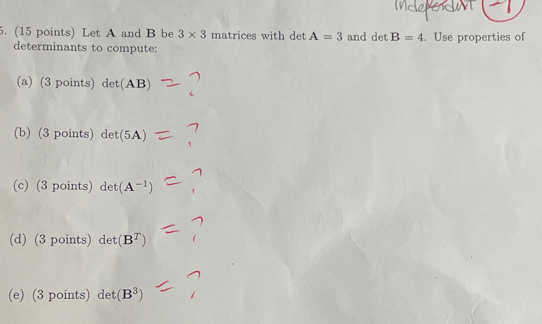 Solved (15 ﻿points) ﻿Let A and B ﻿be 3×3 ﻿matrices with | Chegg.com