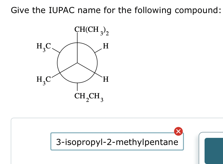 Solved Give the IUPAC name for the following compound: | Chegg.com