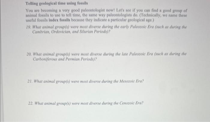 Solved Telling geological time using fossils You are | Chegg.com