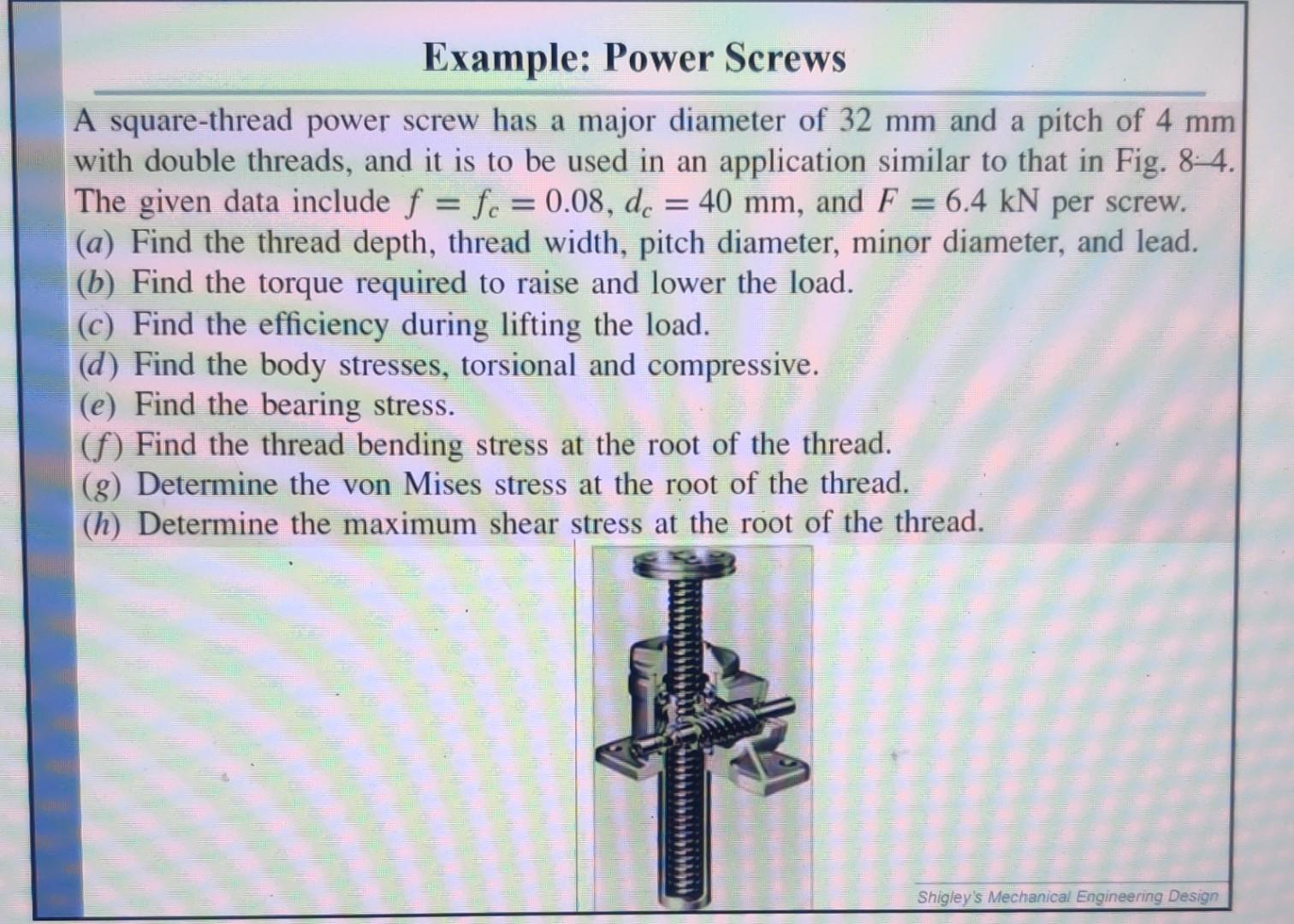 Solved A square-thread power screw has a major diameter of | Chegg.com