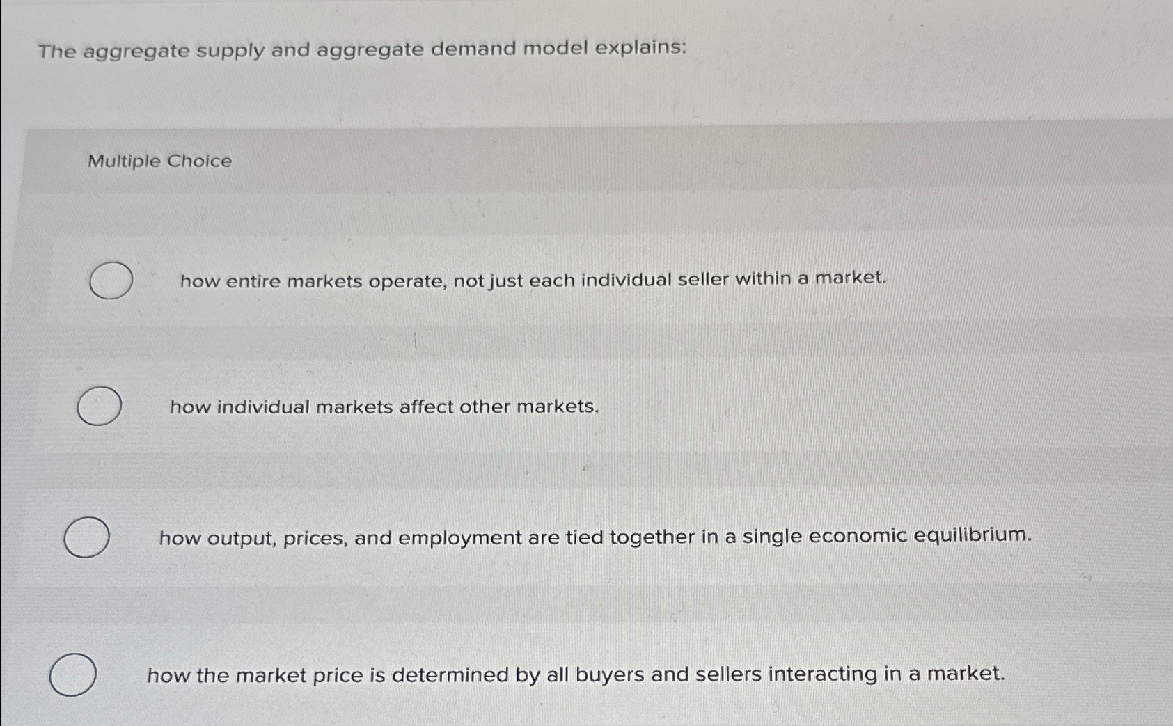 Solved The aggregate supply and aggregate demand model | Chegg.com