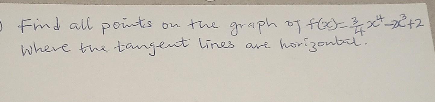 Solved Find all points on the graph of f(x)=43x4−x3+2 Where | Chegg.com