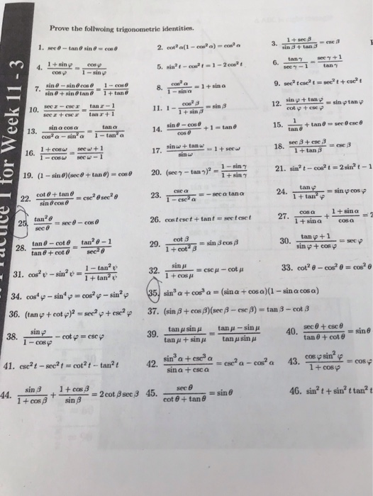 Solved Prove the follwoing trigonometric identities. 1+ sec | Chegg.com