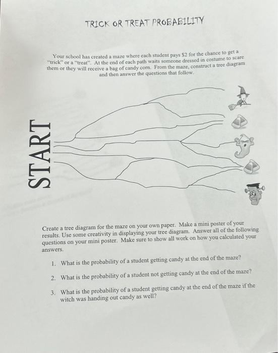 Solved TRICK OR TREAT PROBABILITY Your school has created a | Chegg.com
