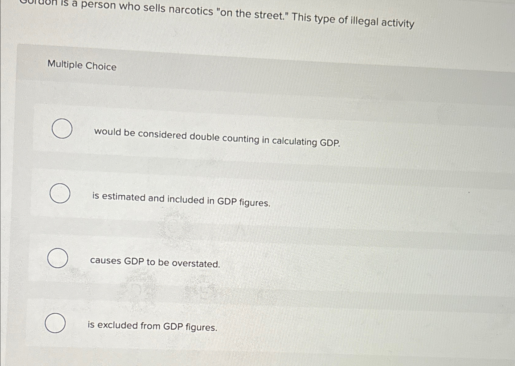 Solved Multiple Choicewould be considered double counting in | Chegg.com