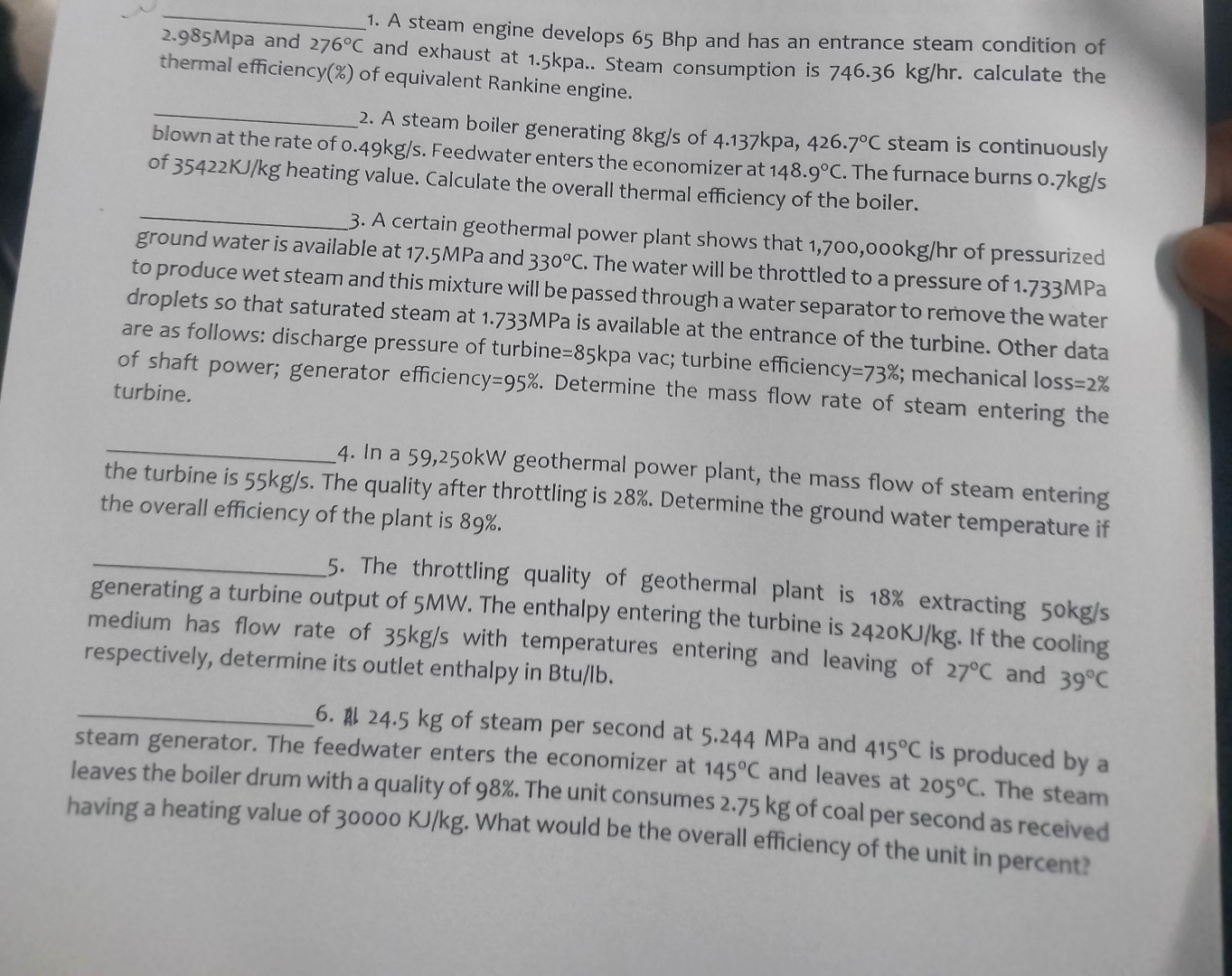 Solved A steam engine develops 65 ﻿Bhp and has an entrance | Chegg.com