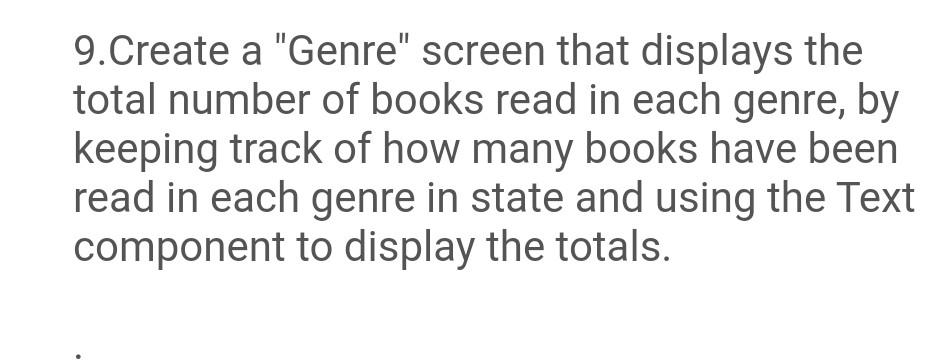Solved (code on expo) Code a genre screen that displays the | Chegg.com