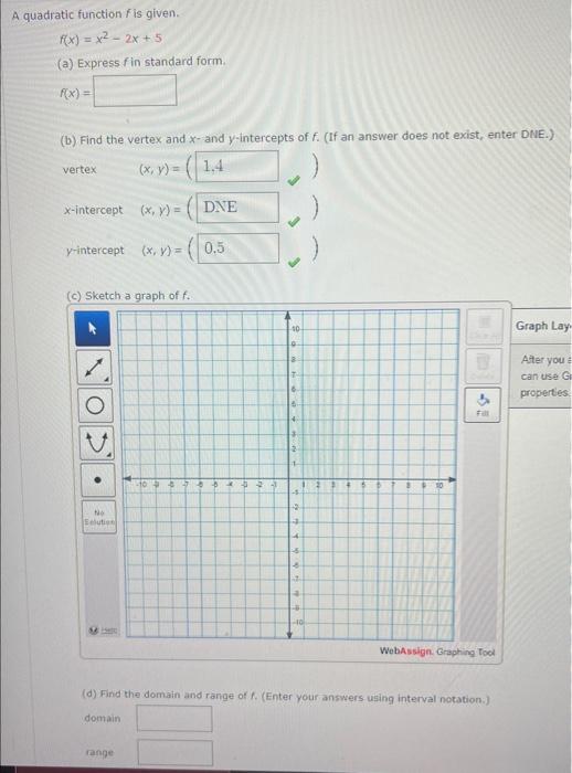 Solved A quadratic function f is given. f(x)=x2−2x+5 (a) | Chegg.com