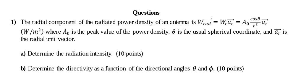 Solved Questions The radial component of the radiated power | Chegg.com