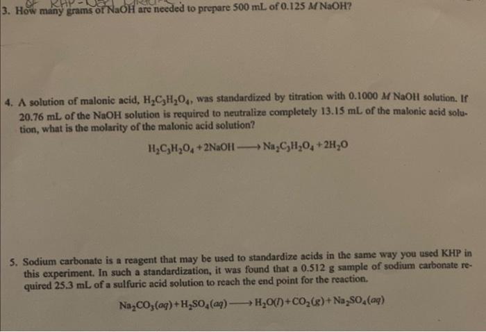 Solved 3. How many grams of NaOH are needed to prepare 500 | Chegg.com