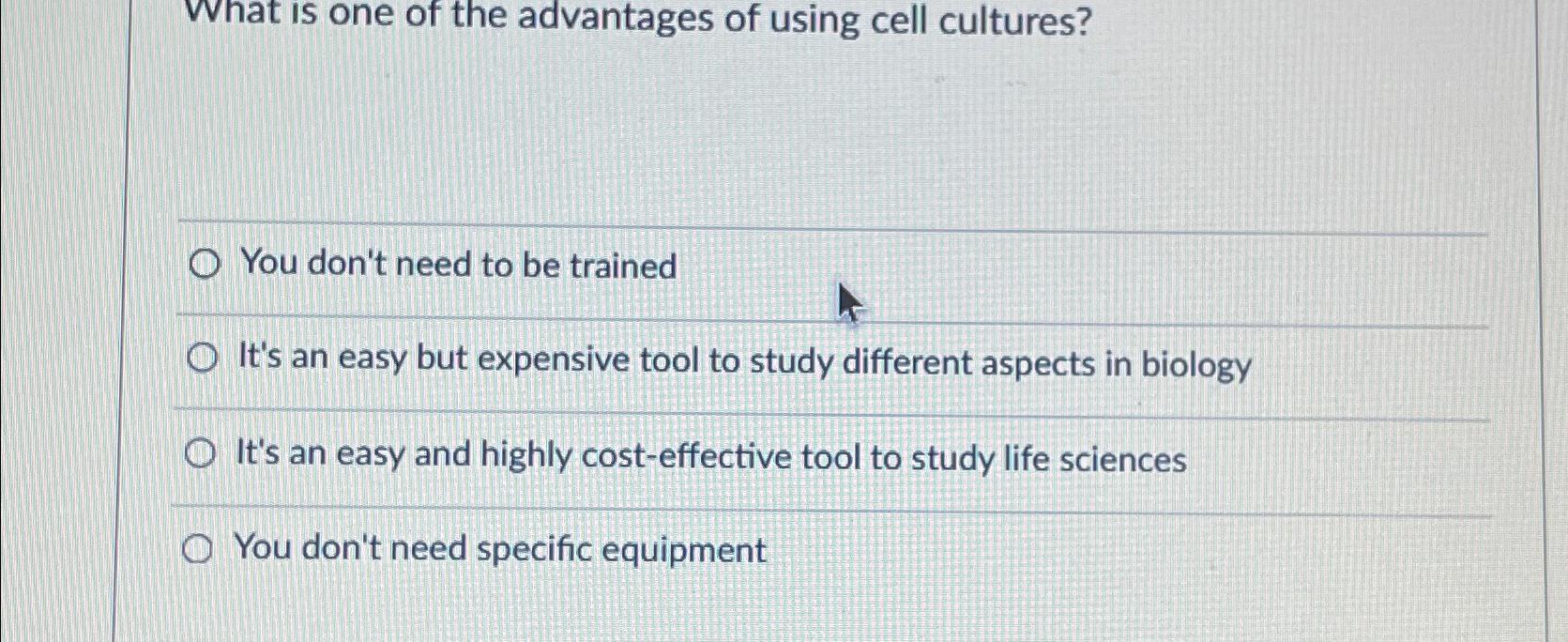 Solved What is one of the advantages of using cell | Chegg.com