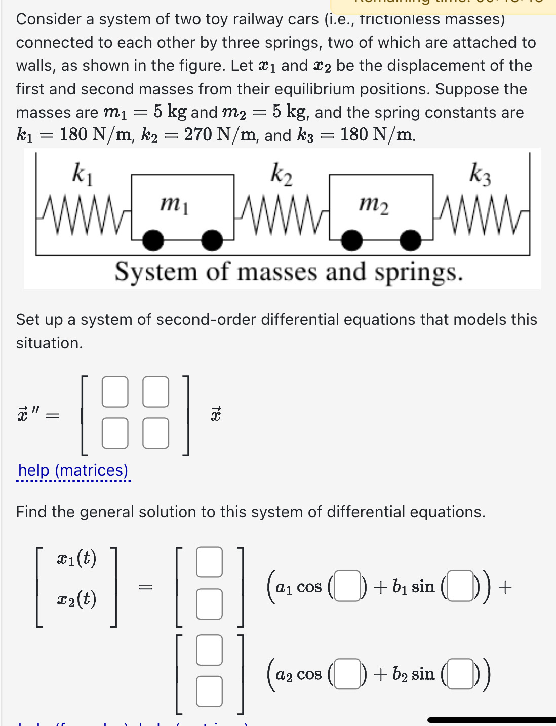 Solved Consideremos un sistema de dos vagones de tren de | Chegg.com