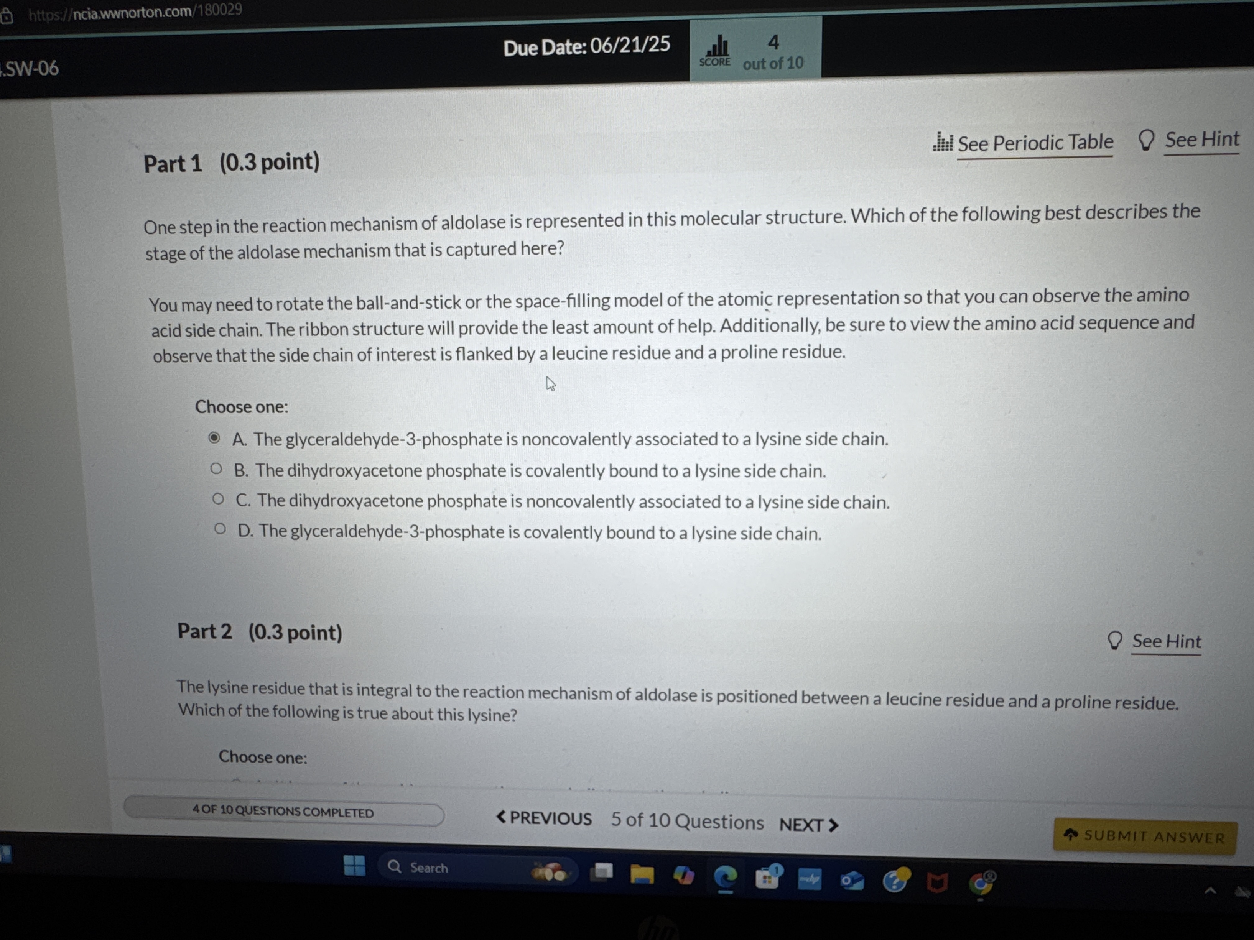 Solved Part 1 (0.3 ﻿point)One step in the reaction mechanism | Chegg.com