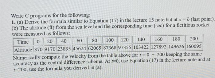 Solved Write C programs for the following: 1. (a) Derive the | Chegg.com
