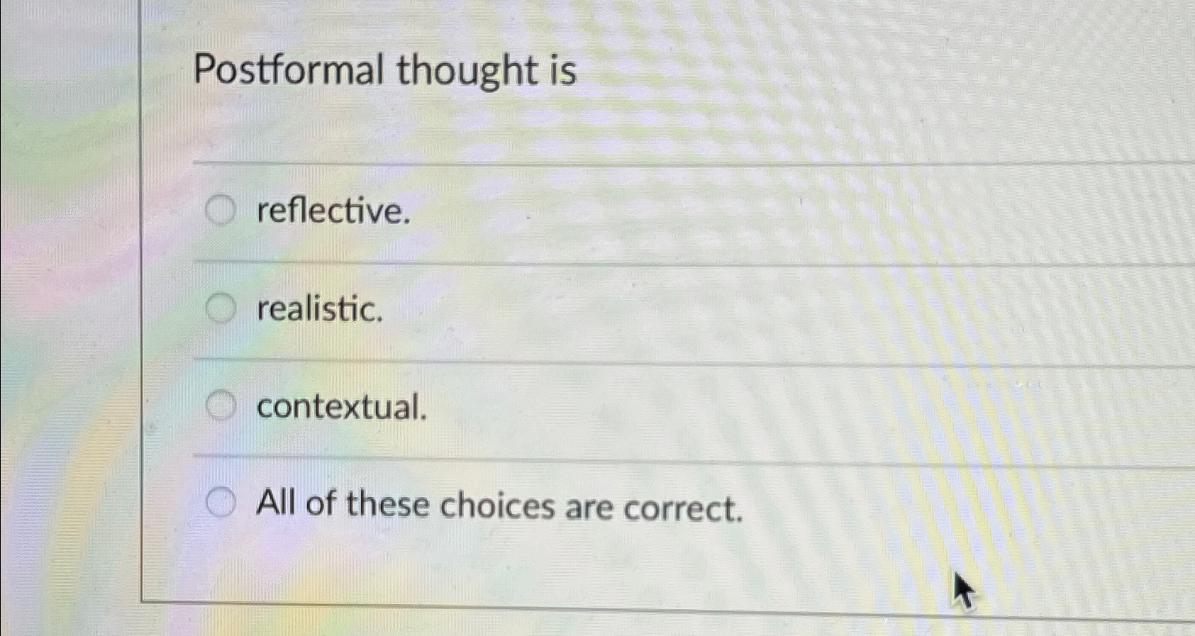 Solved Postformal thought | Chegg.com