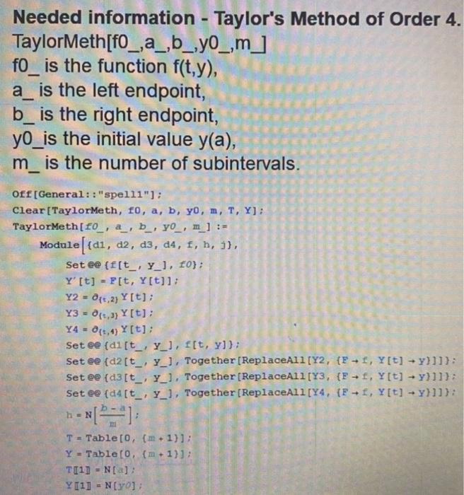 has 1. Taylor's method of order 2 to solve | Chegg.com
