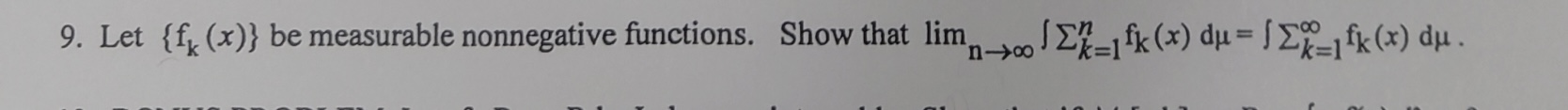 Solved Let {fk(x)} ﻿be measurable nonnegative functions. | Chegg.com