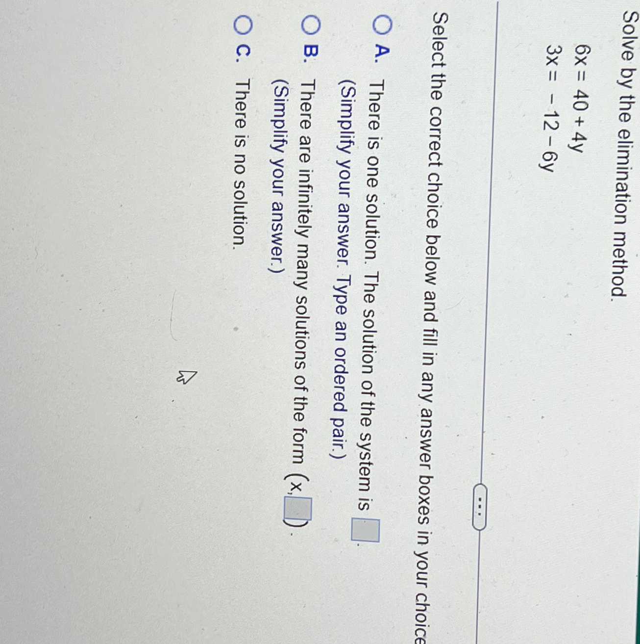 Solved Solve by the elimination | Chegg.com
