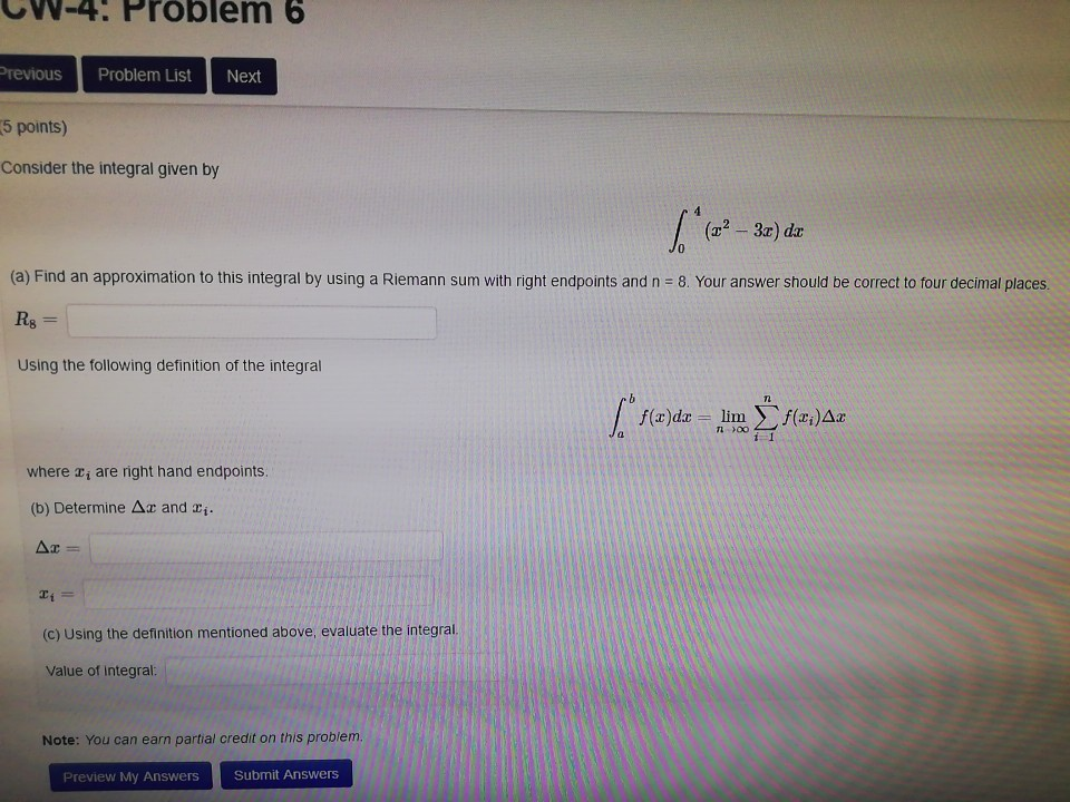 Solved CW-4. Problem 6 Previous Problem List Next 5 points) | Chegg.com