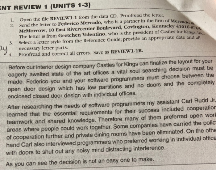 Solved ENT REVIEW 1 (UNITS 1-3) 1. Open the file REVIEW1-1 | Chegg.com