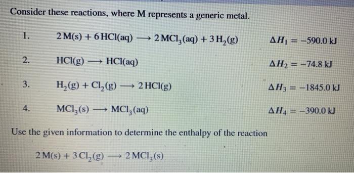Solved Consider these reactions, where M represents a | Chegg.com