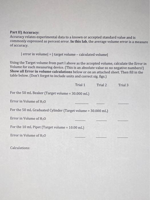 Solved Data for Volume Determination Using the Data Sheet | Chegg.com