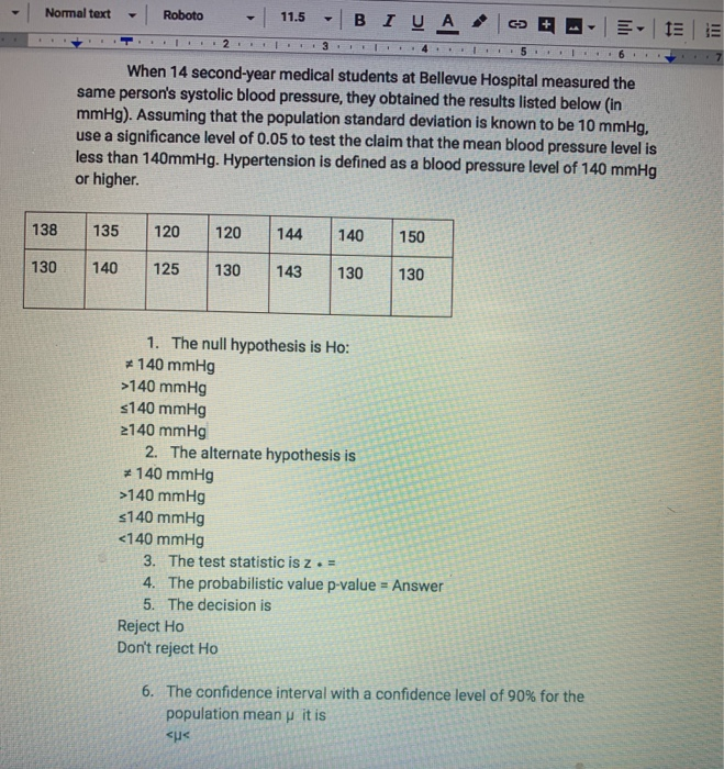 Solved Normal text Roboto 11.5 | BI U A 13 .....2 + 1.3 5 + | Chegg.com
