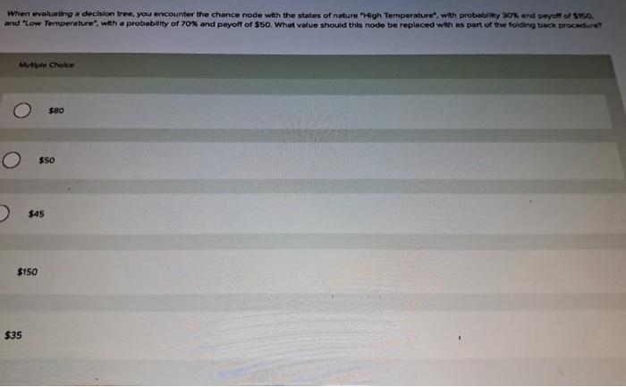 Solved When evaluating a decision tree, you encounter the | Chegg.com