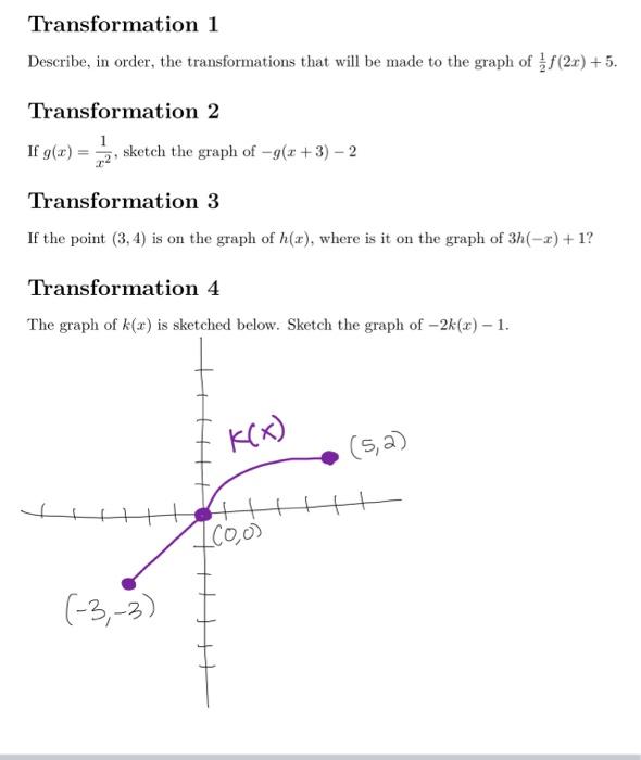 Solved Transformation 1 Describe, in order, the | Chegg.com