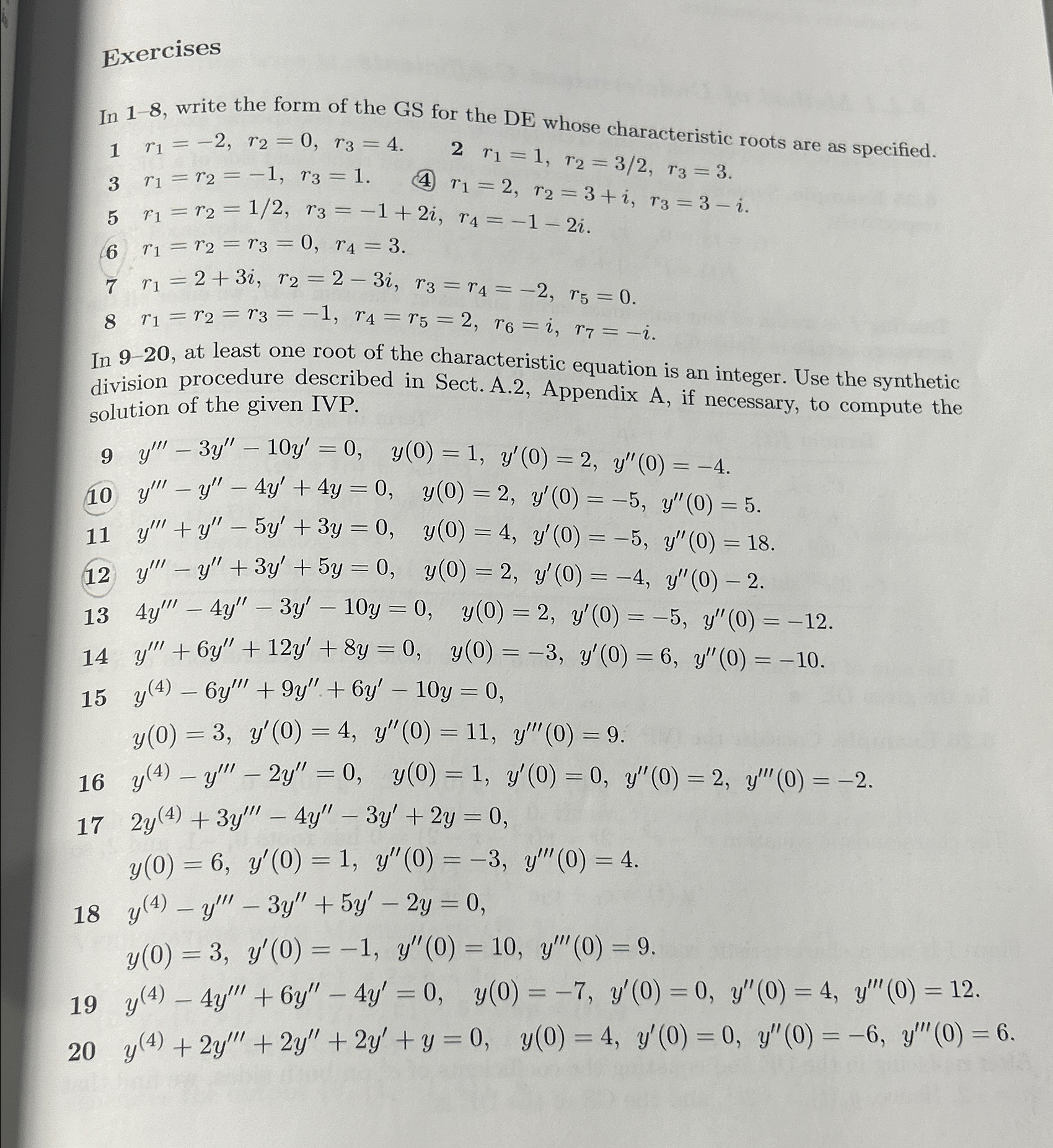 Solved ExercisesIn 1-8, ﻿write the form of the GS for the DE | Chegg.com