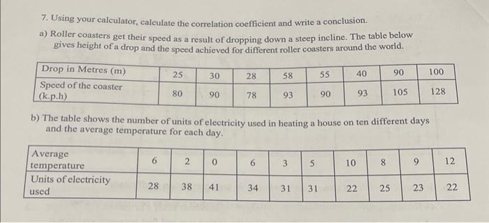 Solved 7. Using your calculator, calculate the correlation | Chegg.com