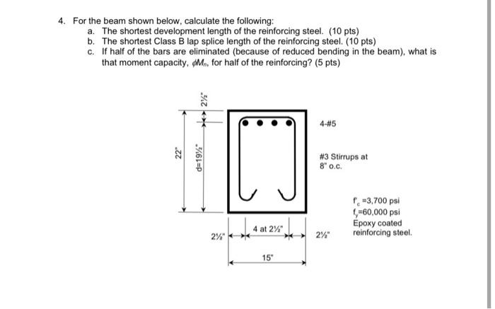 4. For the beam shown below, calculate the following: | Chegg.com