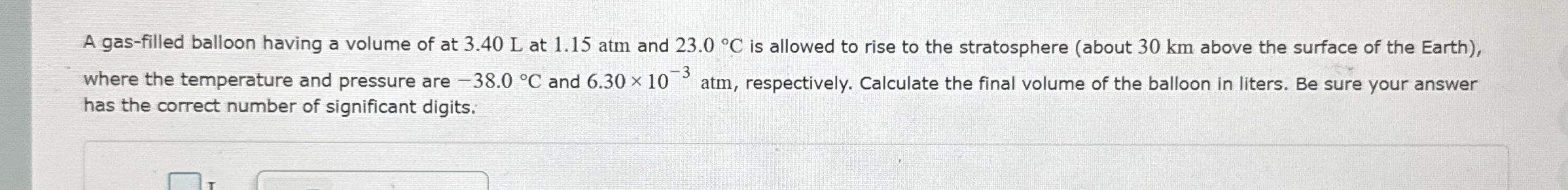 Solved A gas-filled balloon having a volume of at 3.40 ﻿L at | Chegg.com