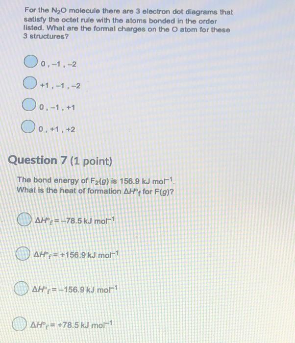 Solved For the N20 molecule there are 3 electron dot | Chegg.com