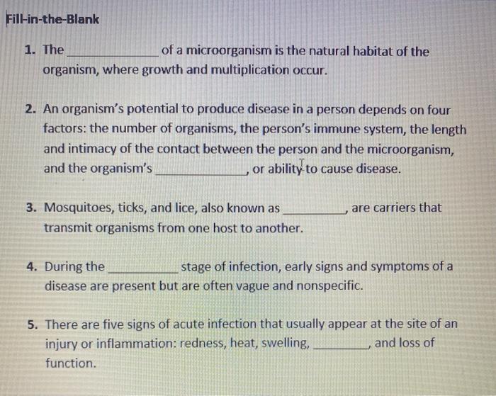 Solved Fill-in-the-Blank 1. The of a microorganism is the | Chegg.com
