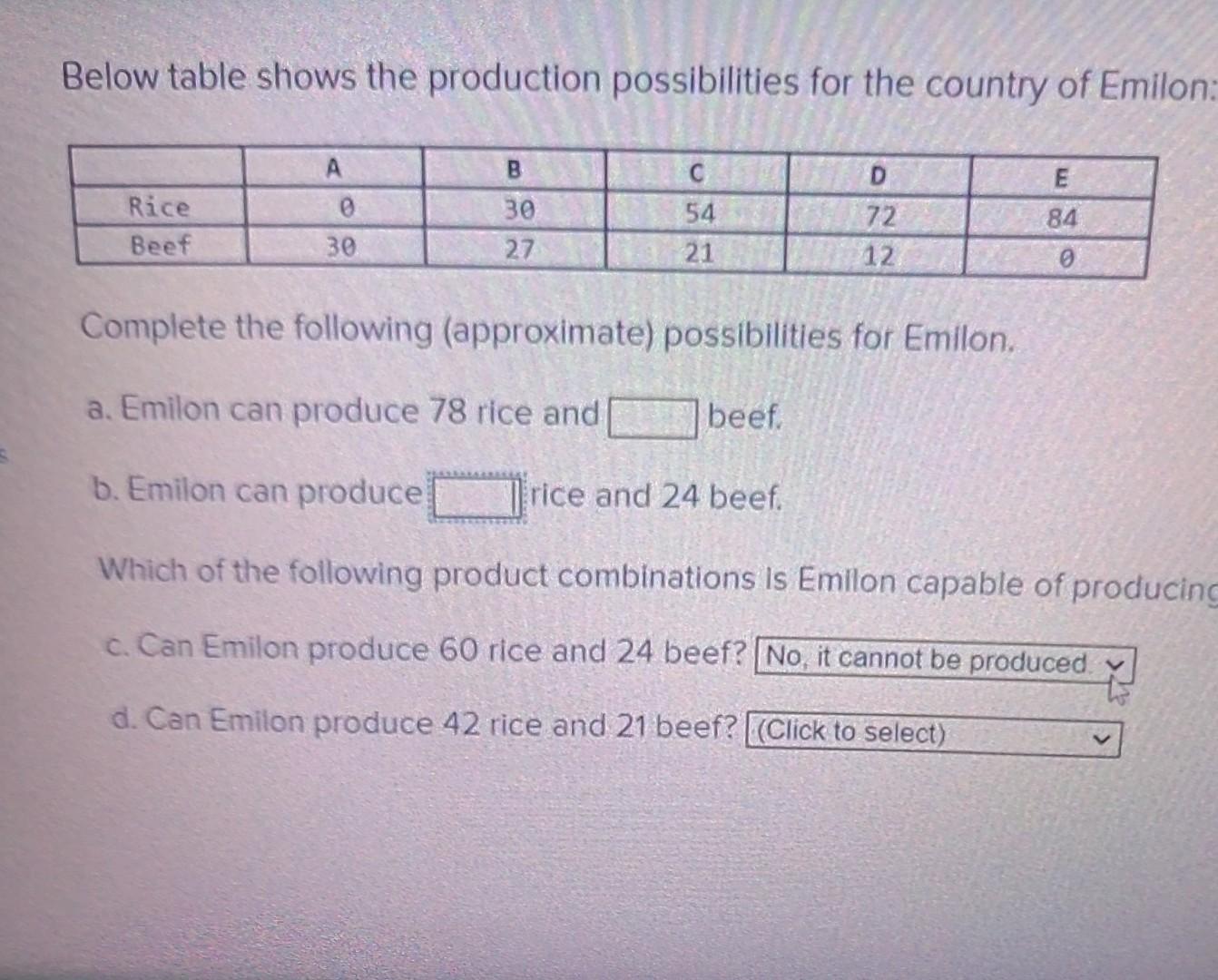 Solved Below table shows the production possibilities for | Chegg.com