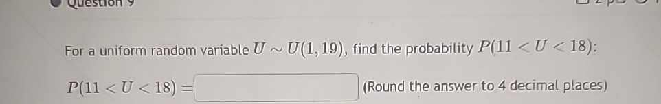 For a uniform random variable U∼U(1,19), ﻿find the | Chegg.com