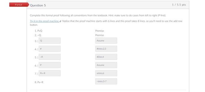 Solved Partial Question 5 1/5.5 pts Complete this formal | Chegg.com