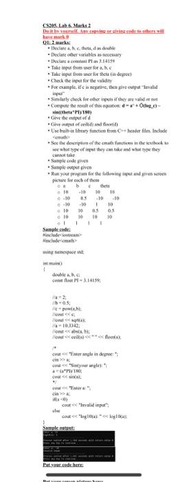Solved CS105. Lab. 6. Marks 1 heiv insth 1) 0): 2 murks: - | Chegg.com