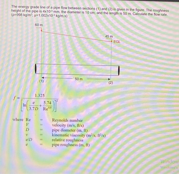 Solved The energy grade line of a pipe flow between sections | Chegg.com