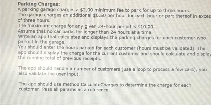 Solved Parking Charges: A parking garage charges a $2.00 | Chegg.com
