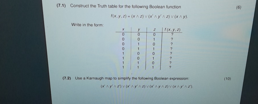 Solved (7.1) ﻿Construct the Truth table for the following | Chegg.com